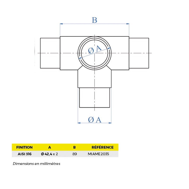 Raccord d'angle inox 4 tubes | METALIDEAL