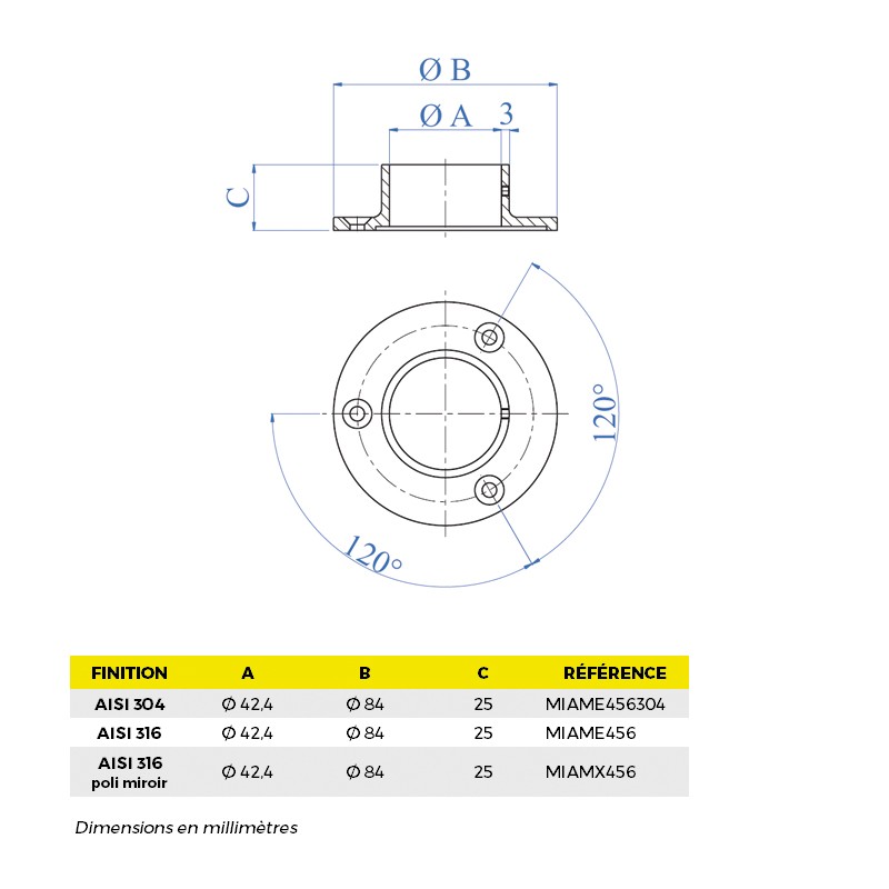 Fixation murale inox pour tube | METALIDEAL