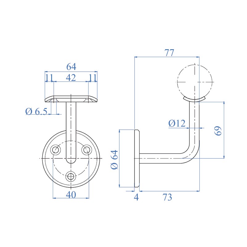 Support de main courante mural inox | METALIDEAL